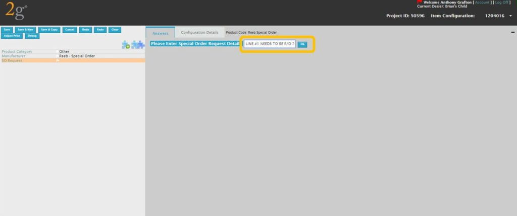 2g: Using a Special Order Item to Provide Information to Reeb – Reeb ...